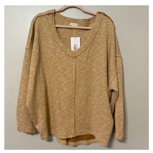 POL | Sweaters | Pol Gold Boutique Ribbed Vneck Oversized Cozy Sweater ...